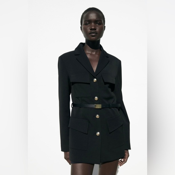Zara Jackets And Coats Zara Belted Blazer Dress Poshmark